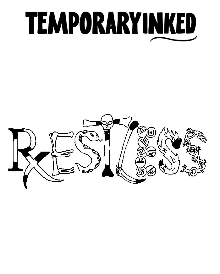 Restless Text XL Tattoo - Semi-Permanent Tattoo | TemporaryInked.com ...